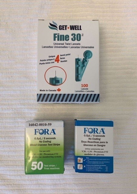 Fora V30/G30/Premium V10 Blood Glucose Test Strips 100 Ct. & GET•WELL ...